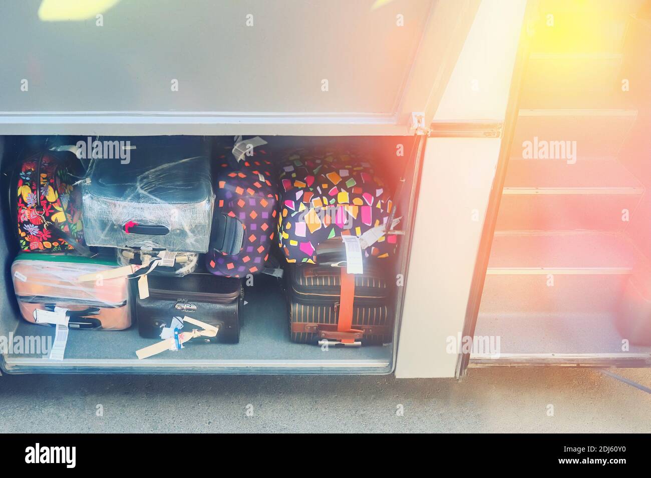 Packing bags while traveling. Bags and suitcases in the luggage ...