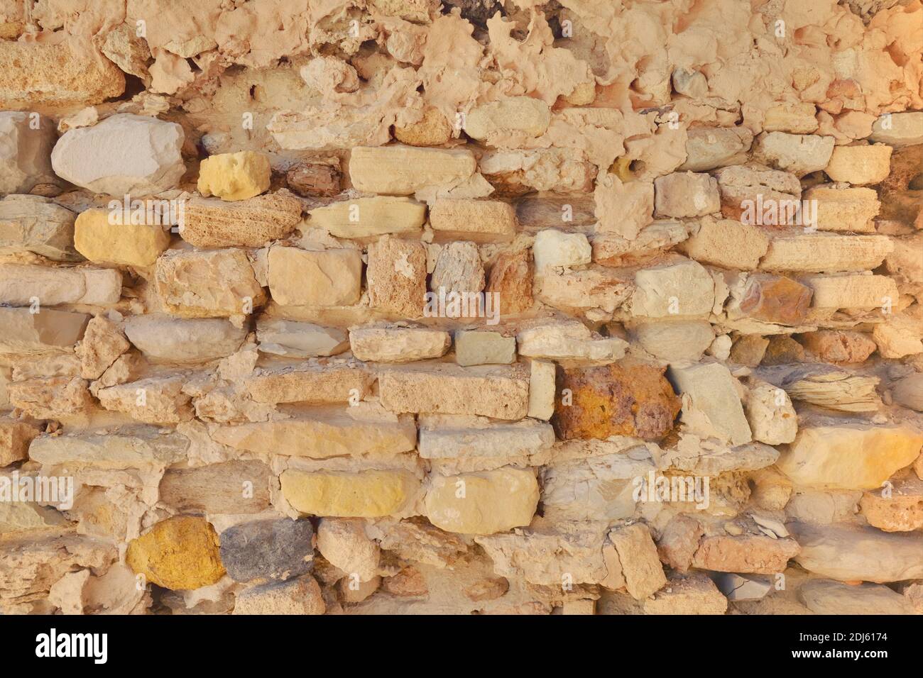 Texture of sandstone brickwork. Background retro stone brick limestone ...