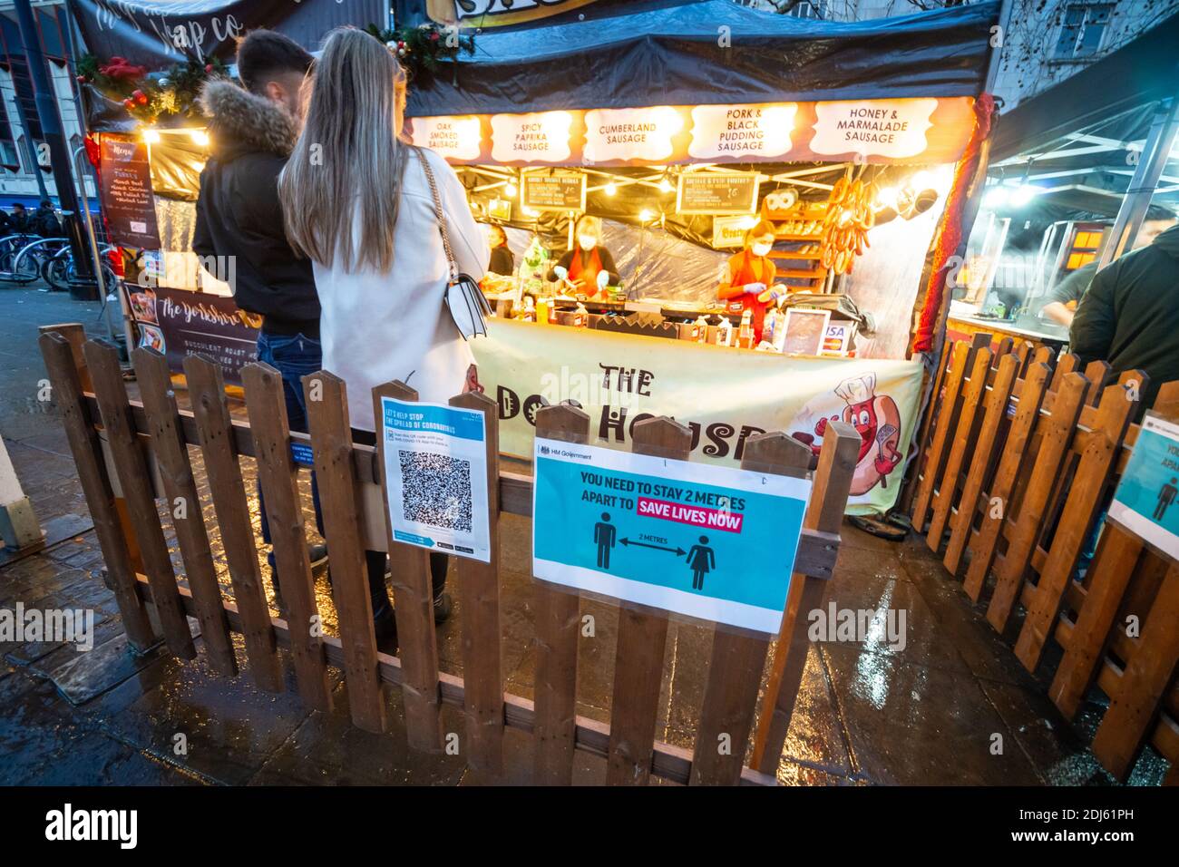 Manchester December 2020. Christmas street markets selling food near ...