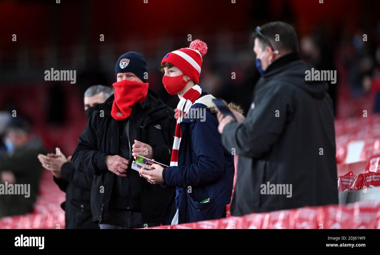 Arsenal fans in the stands before the Premier League match at Emirates ...