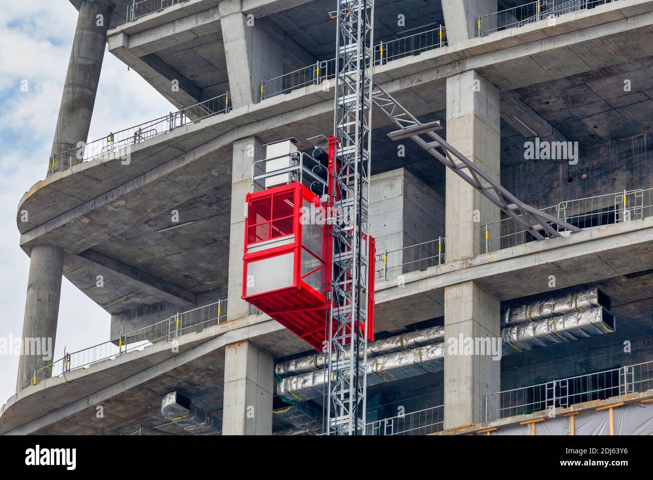 Construction hoists for workers and material at the construction site ...