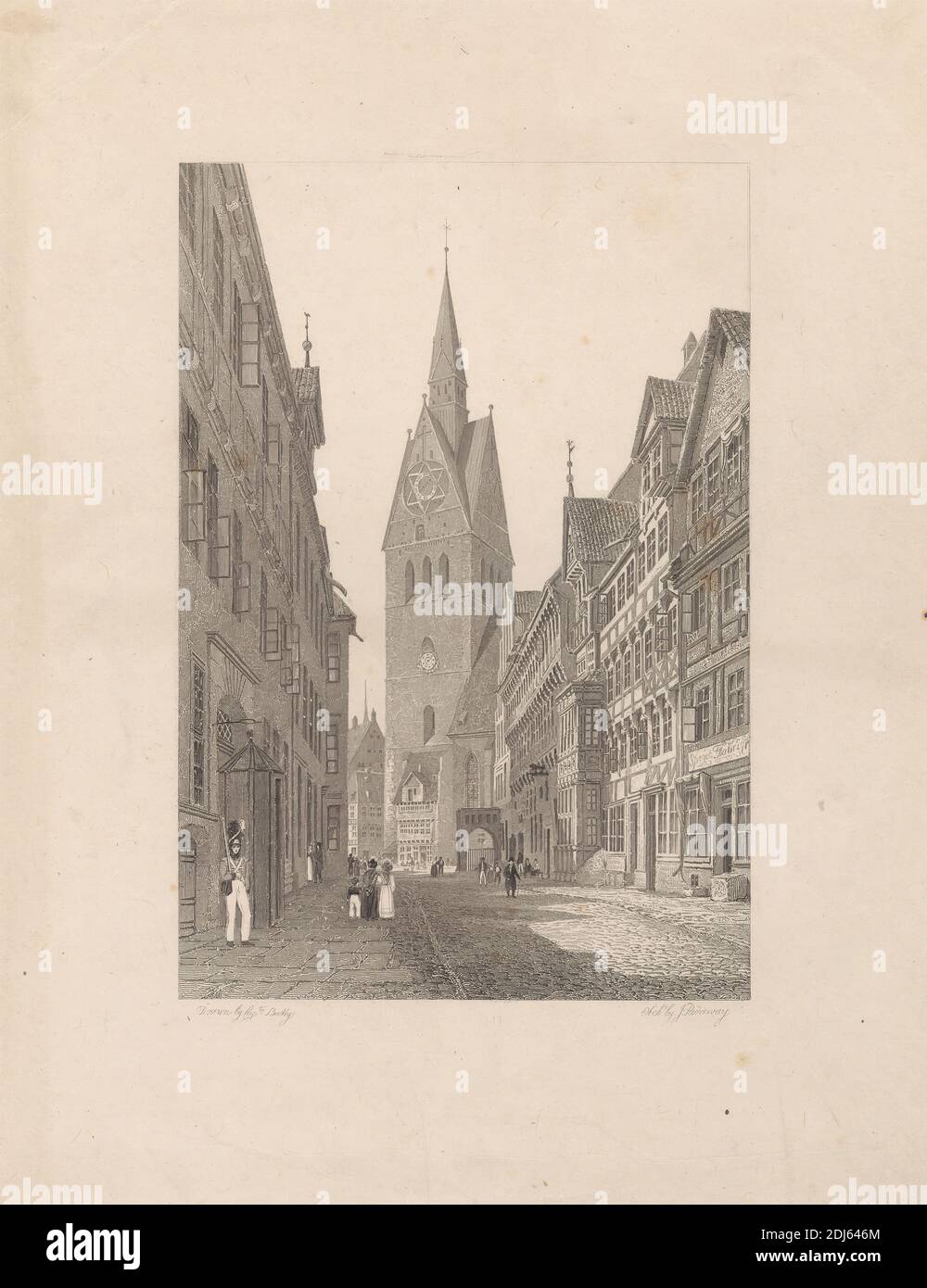 Untitled Street Scene with a Church, Print made by James Redway, active ...