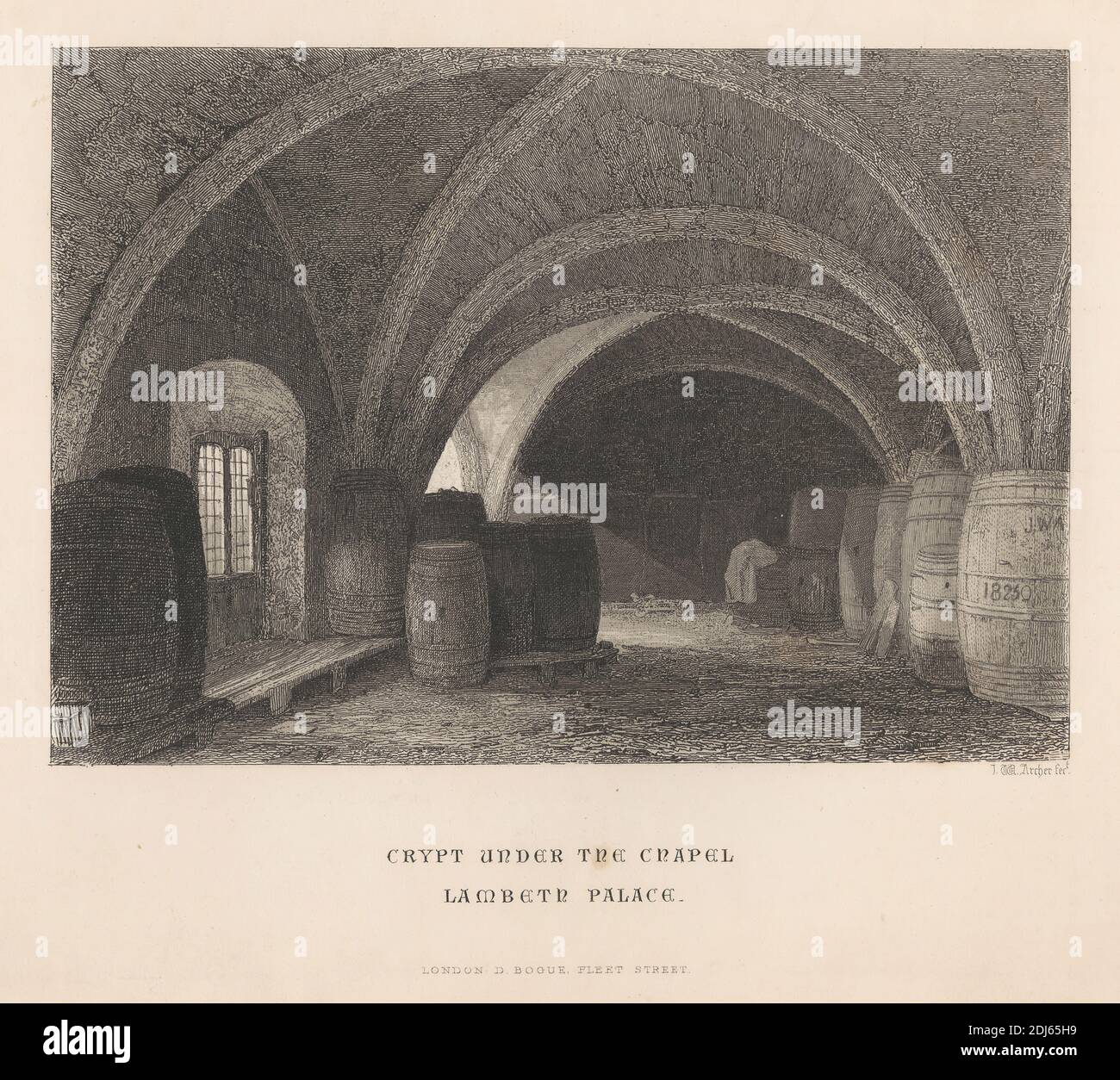 Crypt under the Chapel, Lambeth Palace, Print made by John Wykeham ...