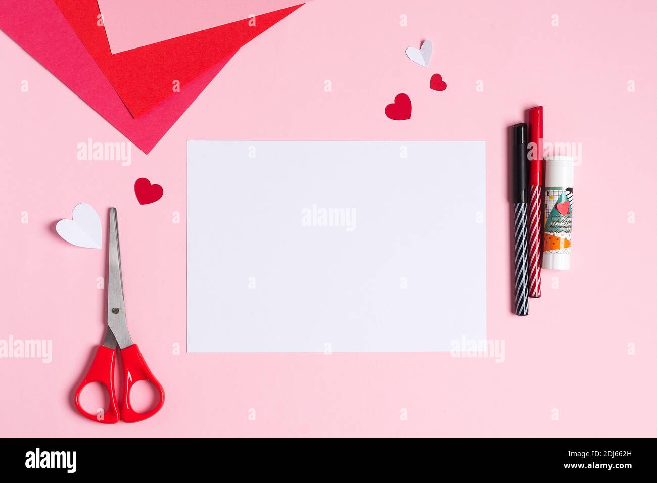 Step 1. DIY Valentine greeting card, instruction step by step Stock ...