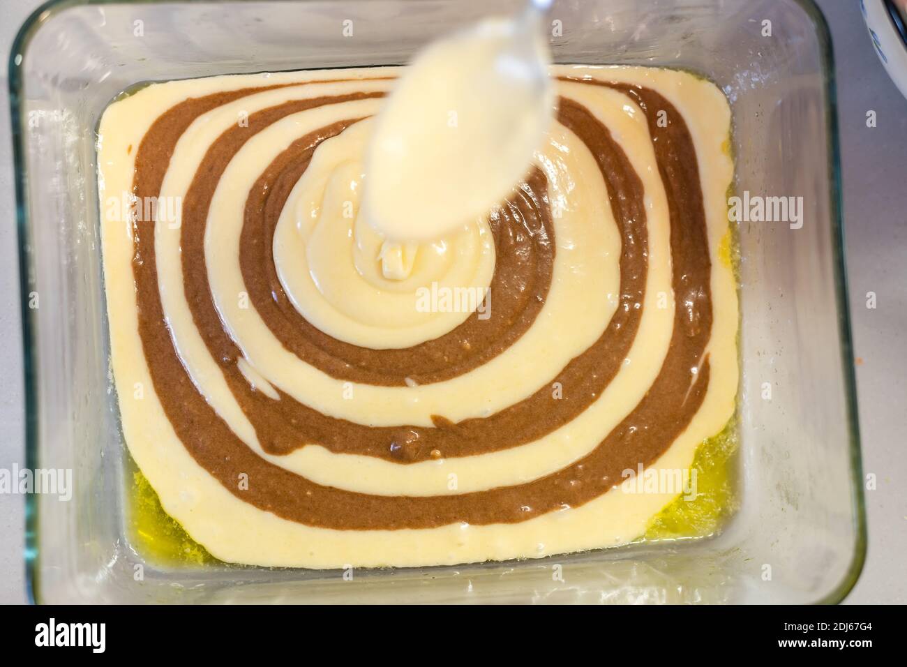 zebra pie background, blurred chocolate, dough background Stock Photo ...