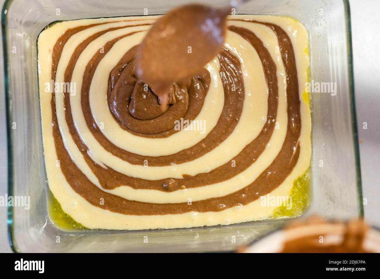 zebra pie background, blurred chocolate, dough background Stock Photo ...