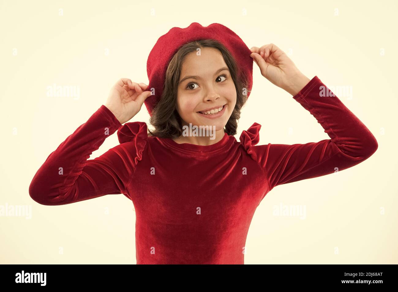 Ambitious and beautiful. dream about france. cheerful kid wearing ...