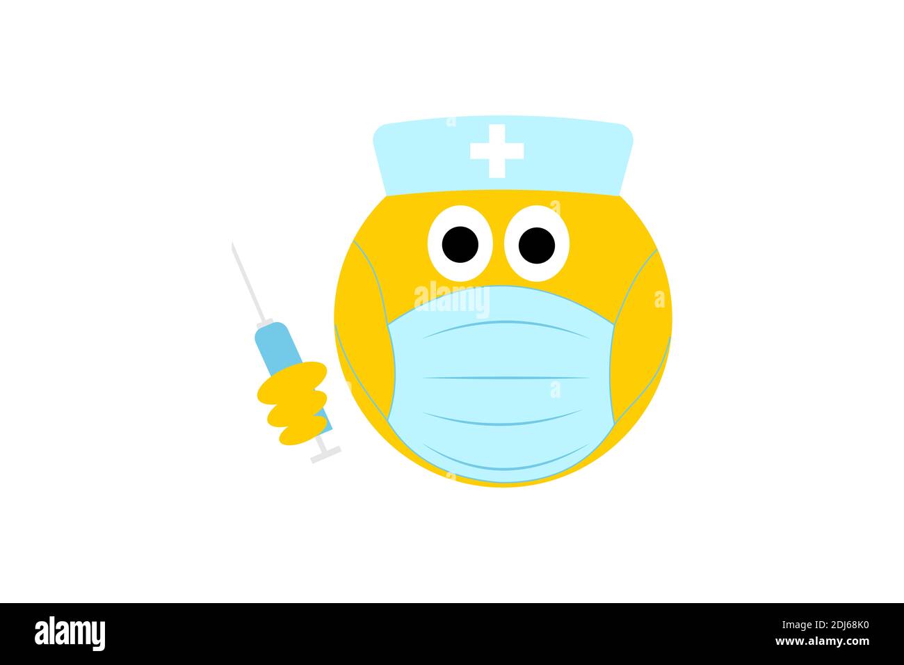 Medical emoji in face mask, nurse, doctor, health worker, with vaccine ...