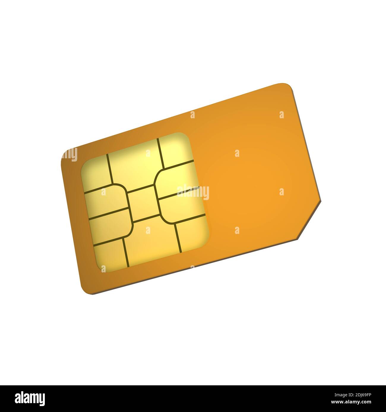 3D mobile phone sim card chip with a orange baclground isolated on a ...