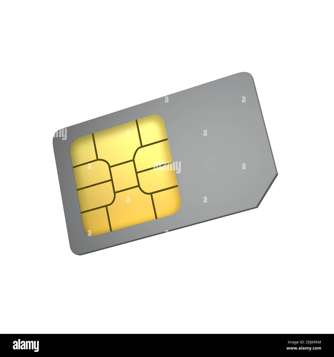 3D mobile phone sim card chip with a grey baclground isolated on a ...