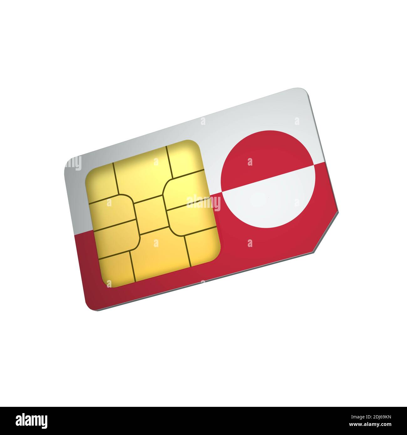 3D mobile phone sim card chip with Flag of Greenland isolated on a ...
