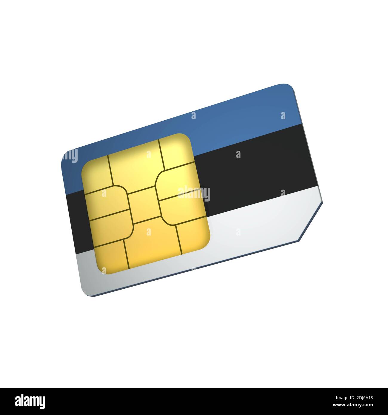 3D mobile phone sim card chip with Flag of Estonia isolated on a white ...