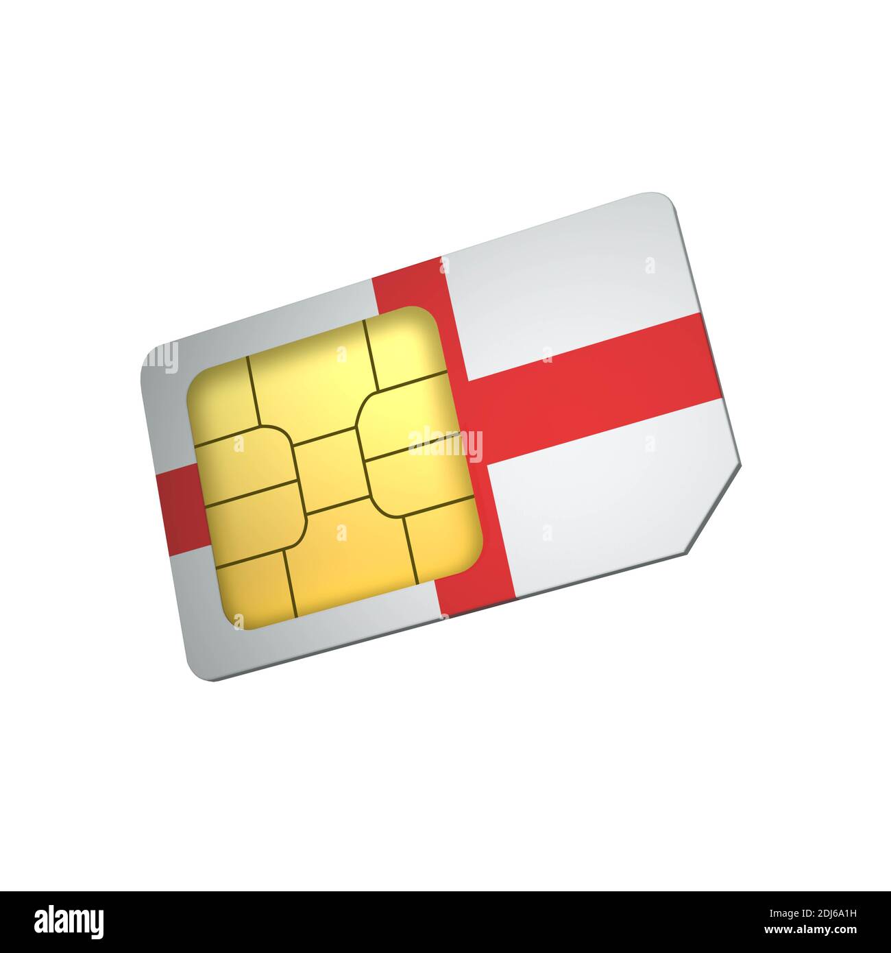 3D mobile phone sim card chip with Flag of England isolated on a white ...