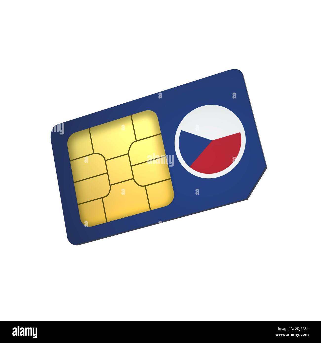 3D mobile phone sim card chip with Flag of Czech Republic isolated on a ...
