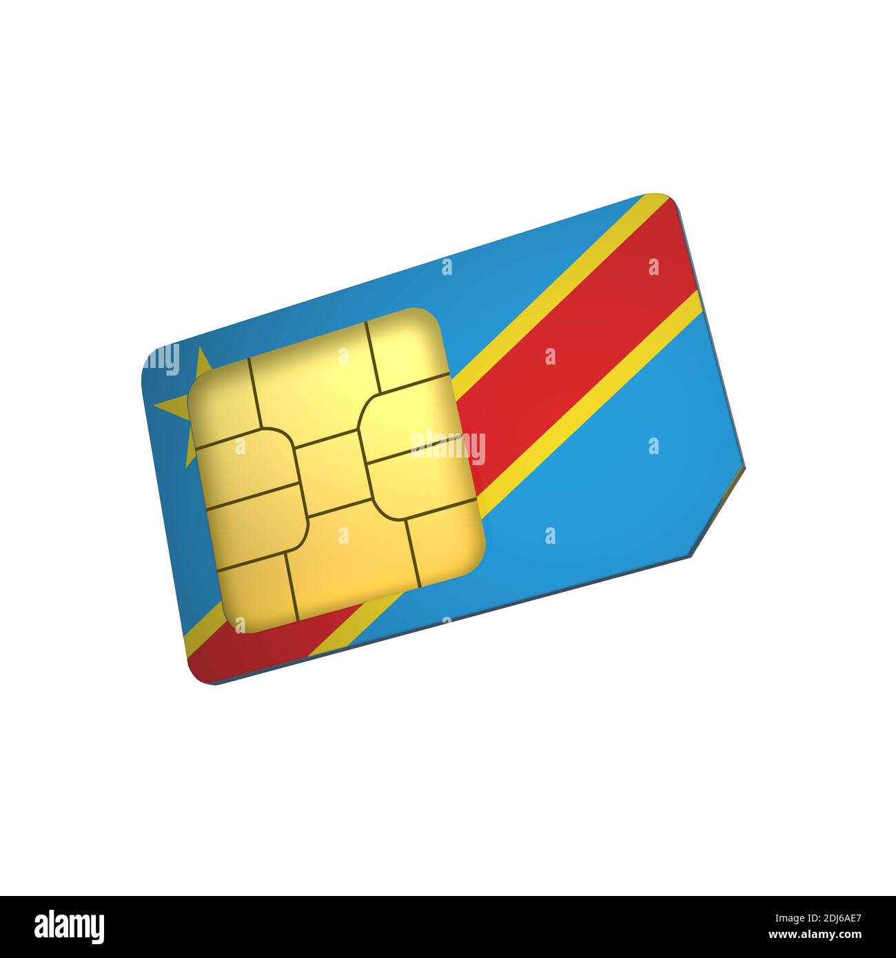 3D mobile phone sim card chip with Flag of Congo democratic isolated on ...