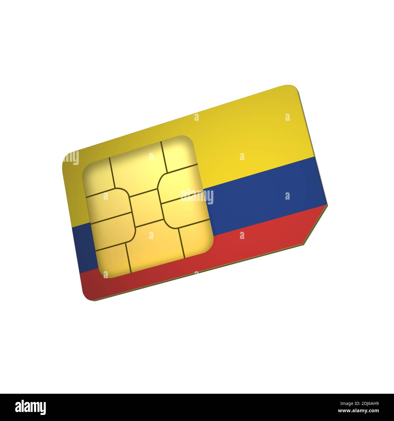 3D mobile phone sim card chip with Flag of Colombia isolated on a white ...