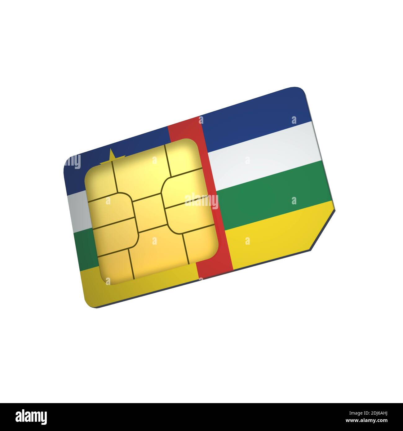 3D mobile phone sim card chip with Flag of Central African isolated on ...