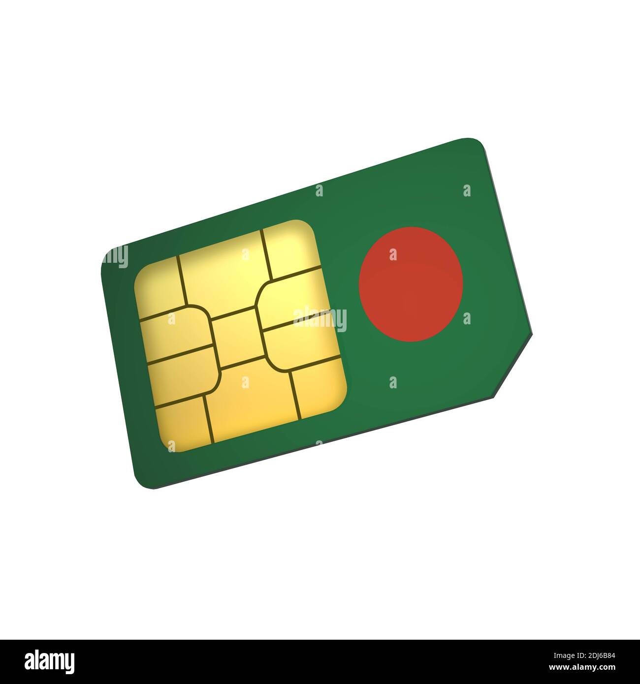 3D mobile phone sim card chip with Flag of Bangladesh isolated on a ...