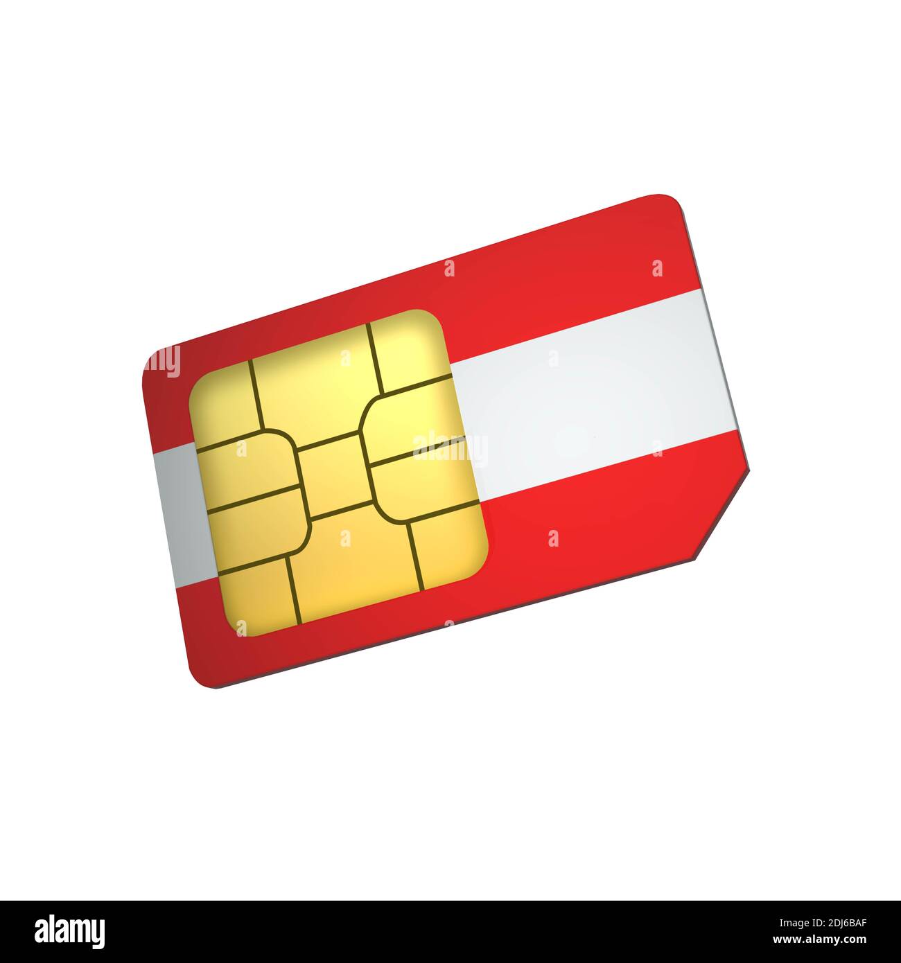 3D mobile phone sim card chip with Flag of Austria isolated on a white ...