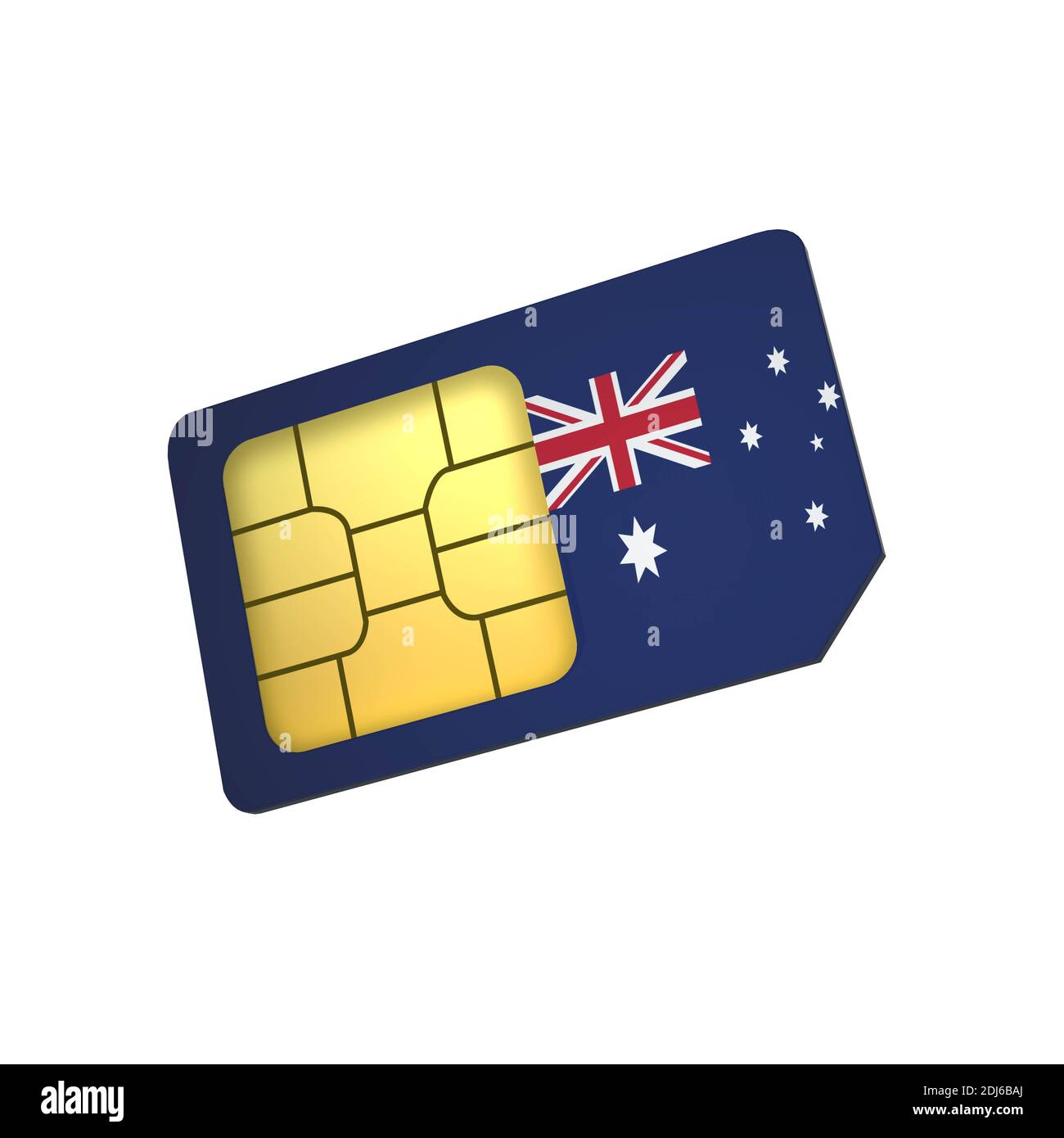 3D mobile phone sim card chip with Flag of Australia isolated on a ...
