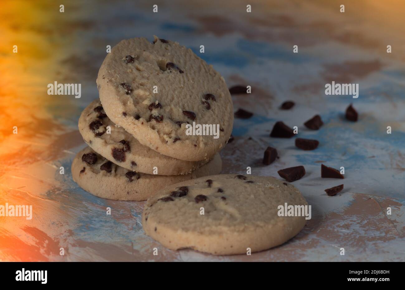 chocolate chip cookies with original background Stock Photo - Alamy
