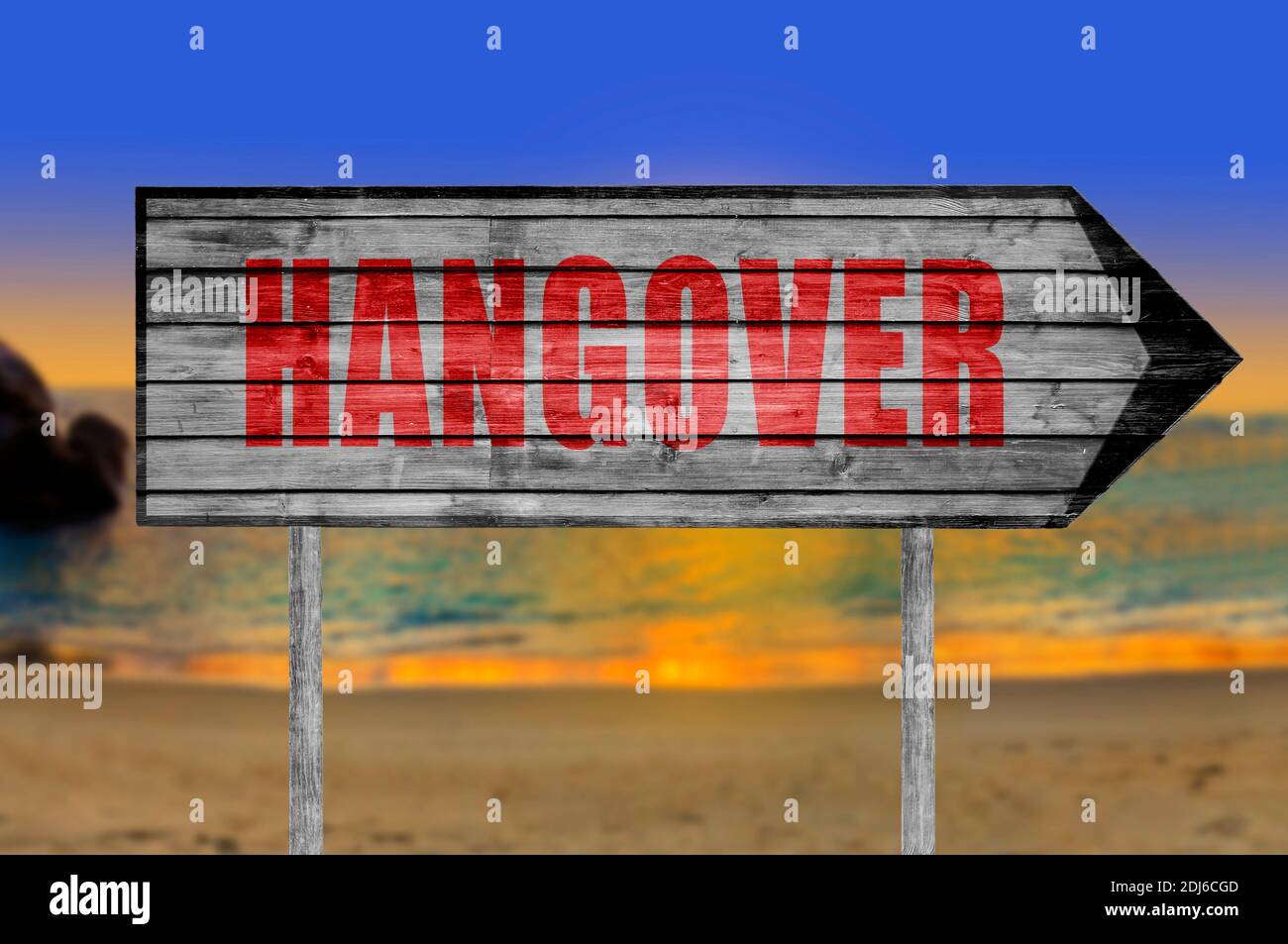 Red Hangover wooden sign with on a beach background Stock Photo - Alamy