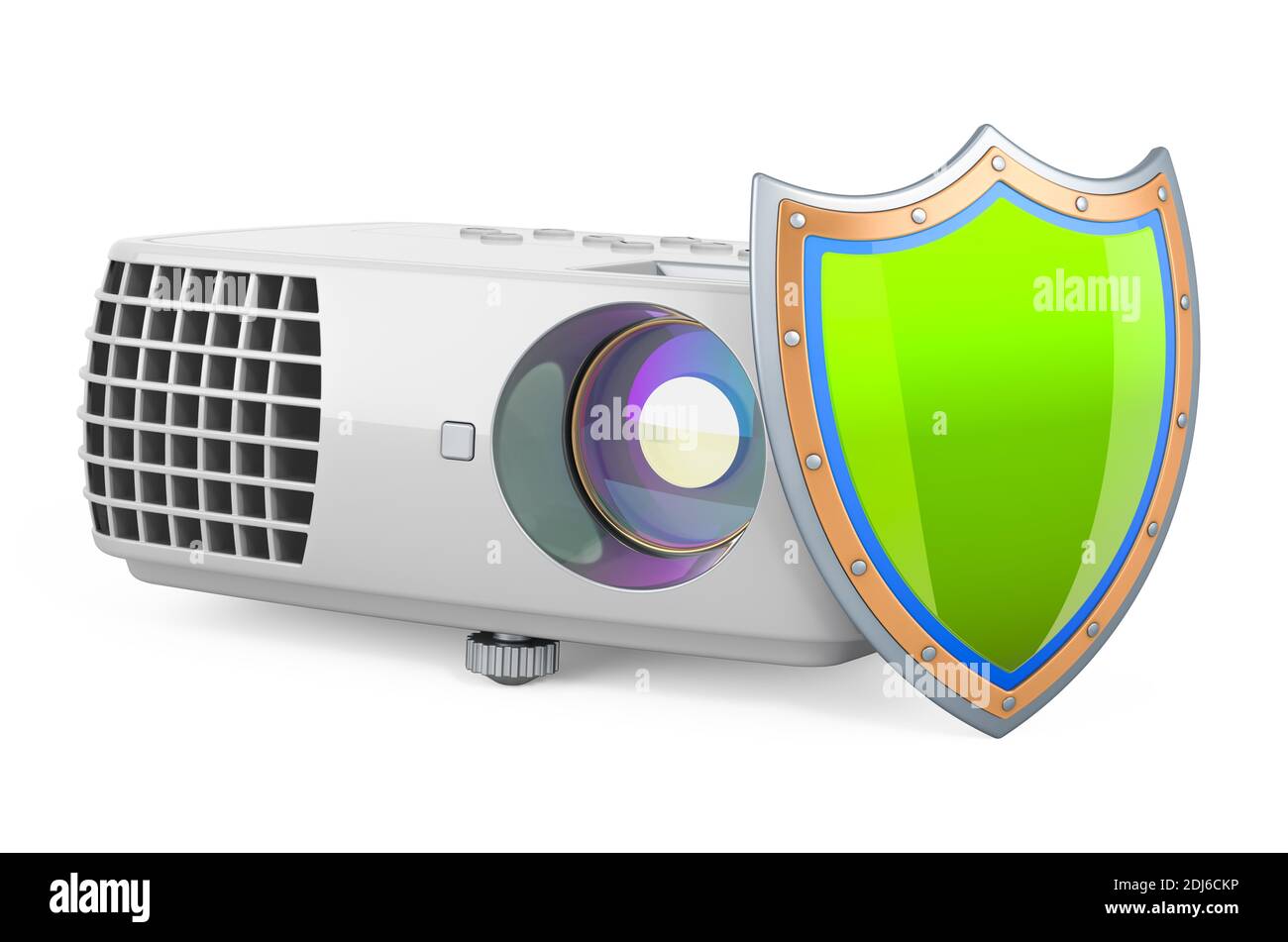 Image projector with shield, 3D rendering isolated on white background ...