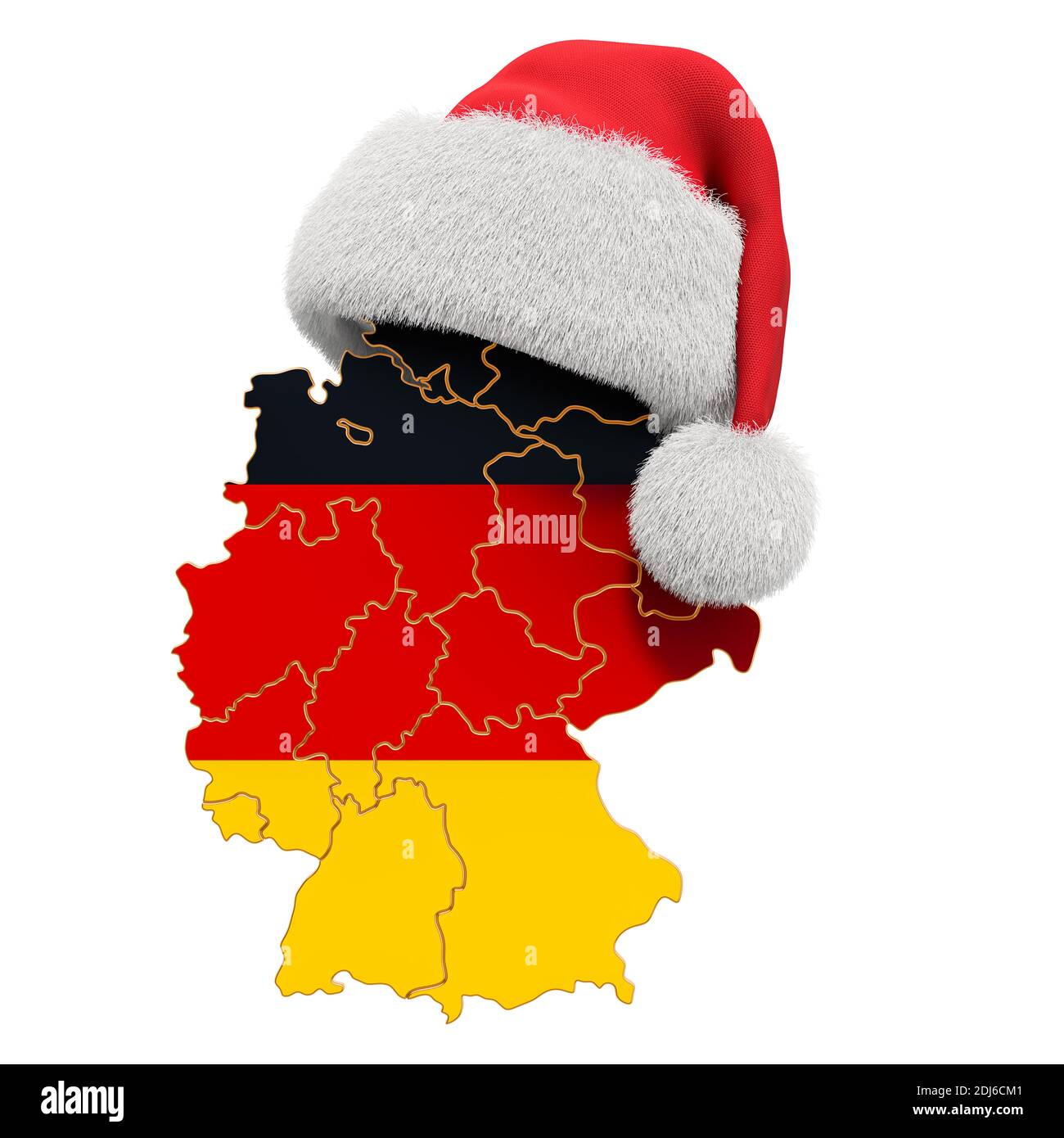 German map with red Santa hat. New Year and Christmas holidays concept ...