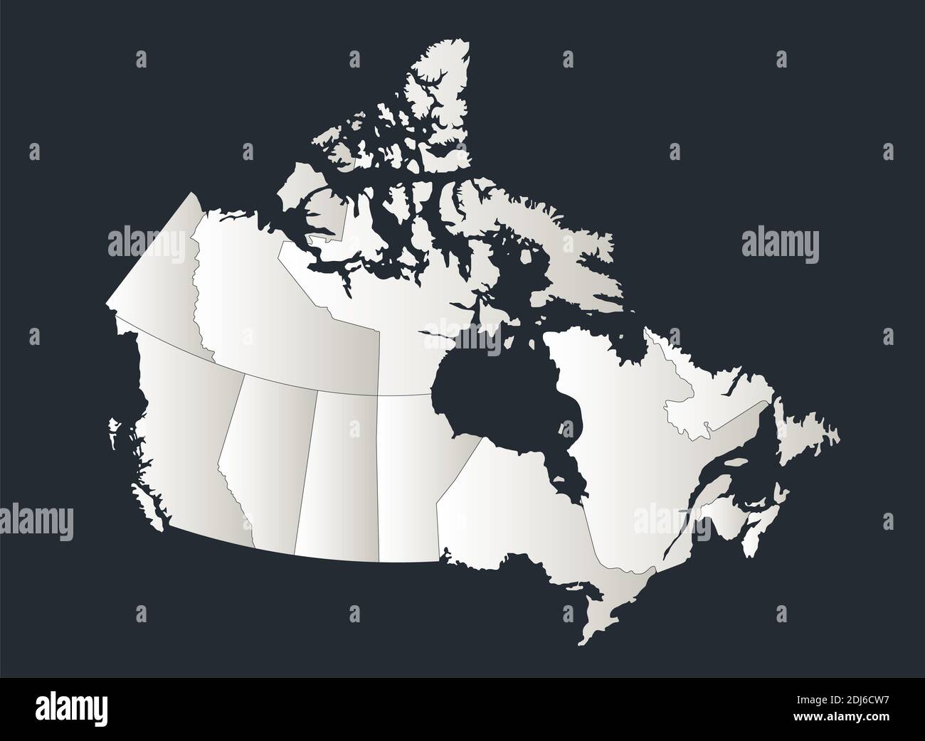 Canada map, Infographics flat design colors snow white, with names of ...