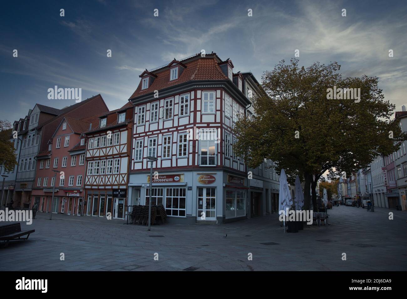 Gottingen Germany. Autumn, 2020. Empty pedestrian street and town ...