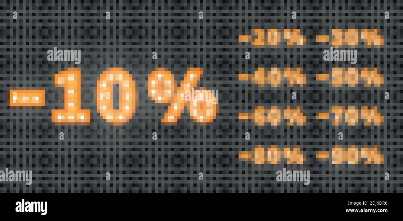 Marquee numbers sale discount set. 3d vector set of gold light bulb ...