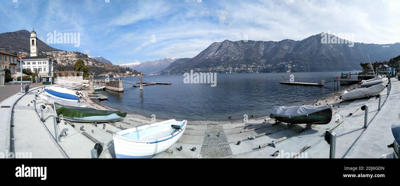 Cernobbio, Italy - March 4, 2018: Lakefront and historic buildings of ...