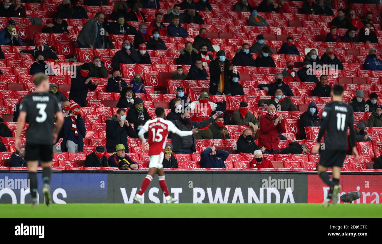 Arsenal fans show their frustration in the stands during the Premier ...