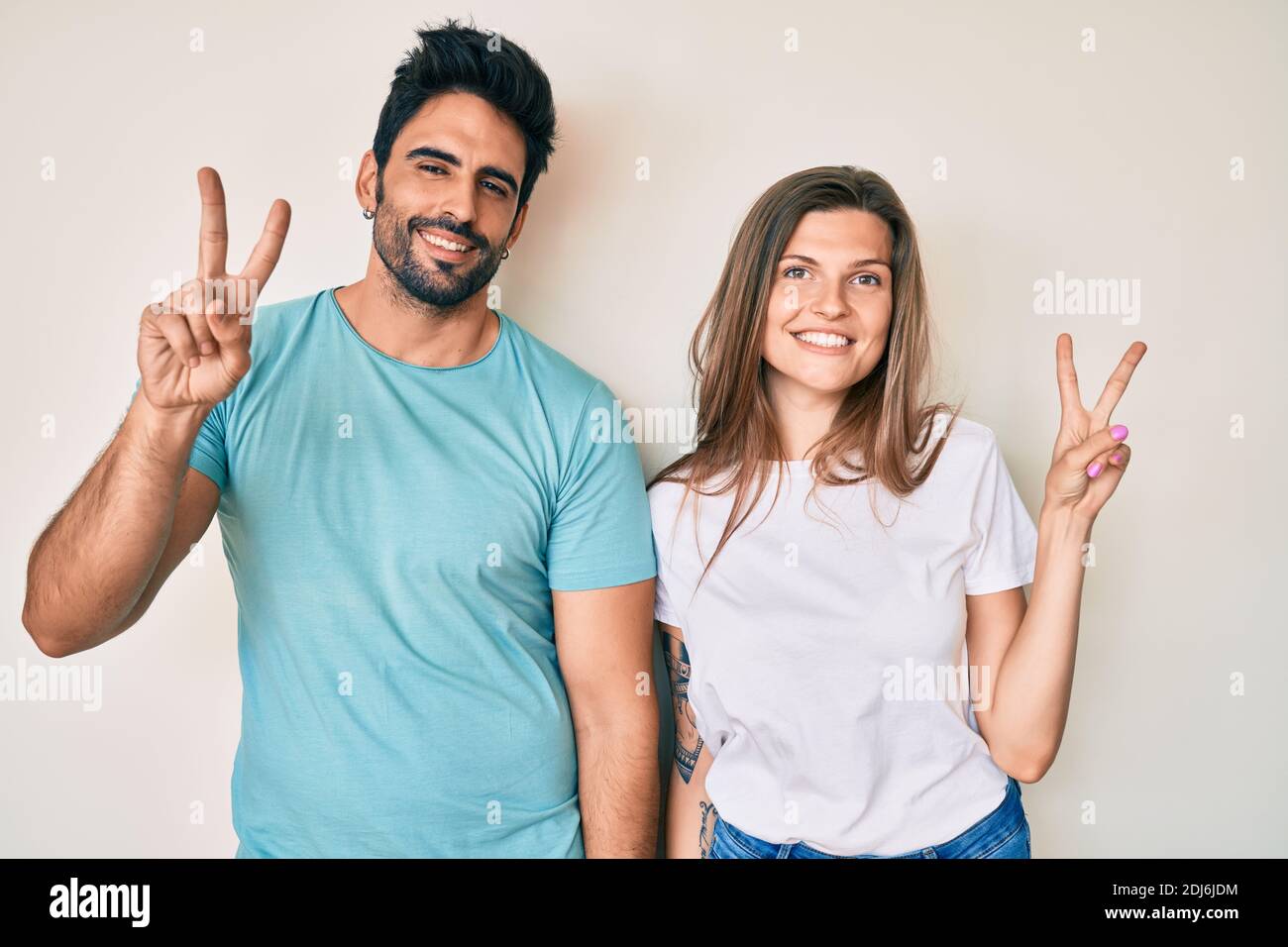 Beautiful young couple of boyfriend and girlfriend together smiling ...