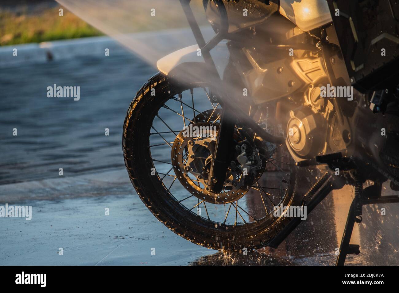 Motorcycle Car Wash. A series of photos a biker washes his motorcycle ...