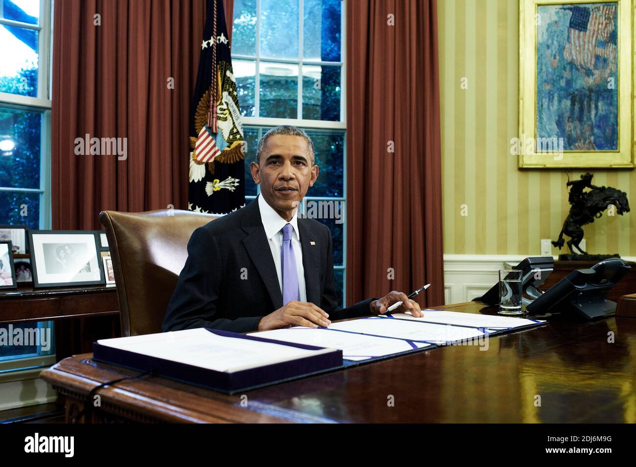 U.S. President Barack Obama makes a statement before signing two bills ...
