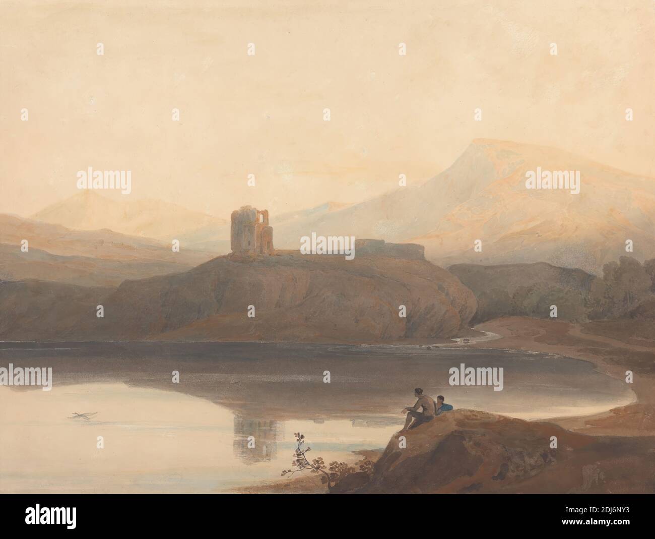 Llanberis Lake, with Castle Dolbadern, John Varley, 1778–1842, British ...