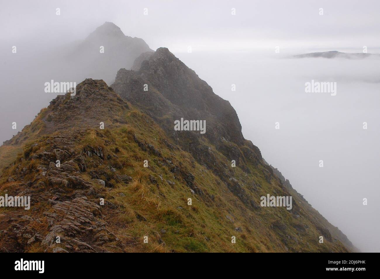 Striding Edge, Lake District, in the cloud Stock Photo - Alamy