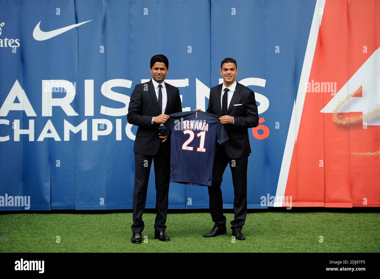 Nasser Al Khelaifi and Hatem Ben Arfa, new player of Paris Saint ...