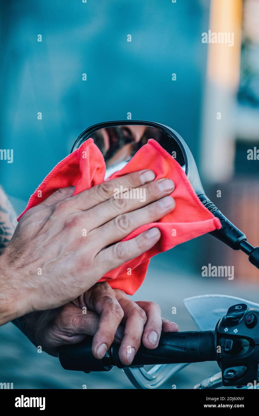 Motorcycle Car Wash. A series of photos a biker washes his motorcycle ...