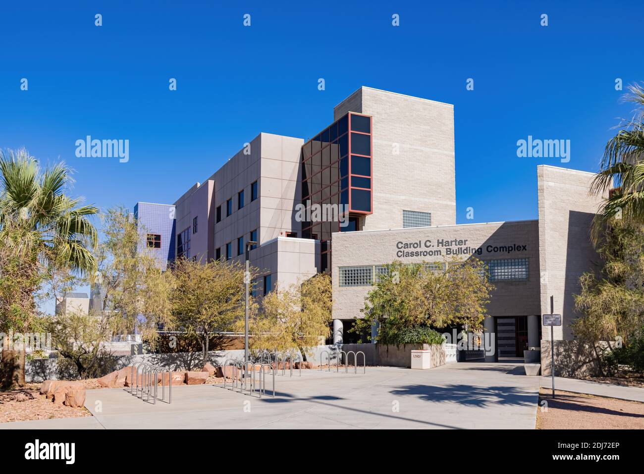 Sunny exterior view of the Carol C. Harter Classroom Building Complex ...
