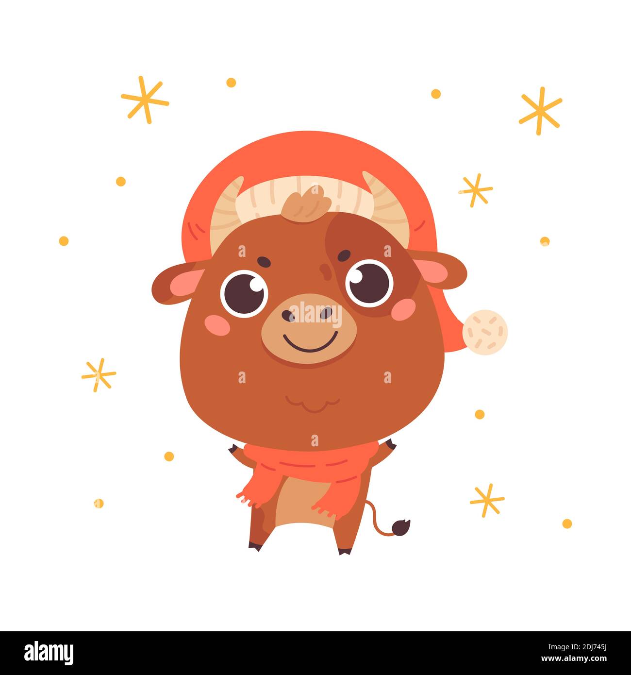 Cute cartoon ox on a white background Stock Vector Image & Art - Alamy