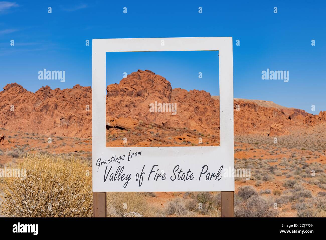 Sign of the Valley of Fire State Park at Nevada Stock Photo - Alamy