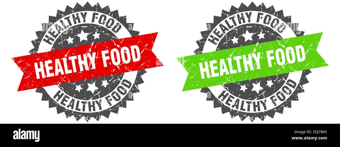 healthy food grunge stamp set. healthy food band sign Stock Vector ...