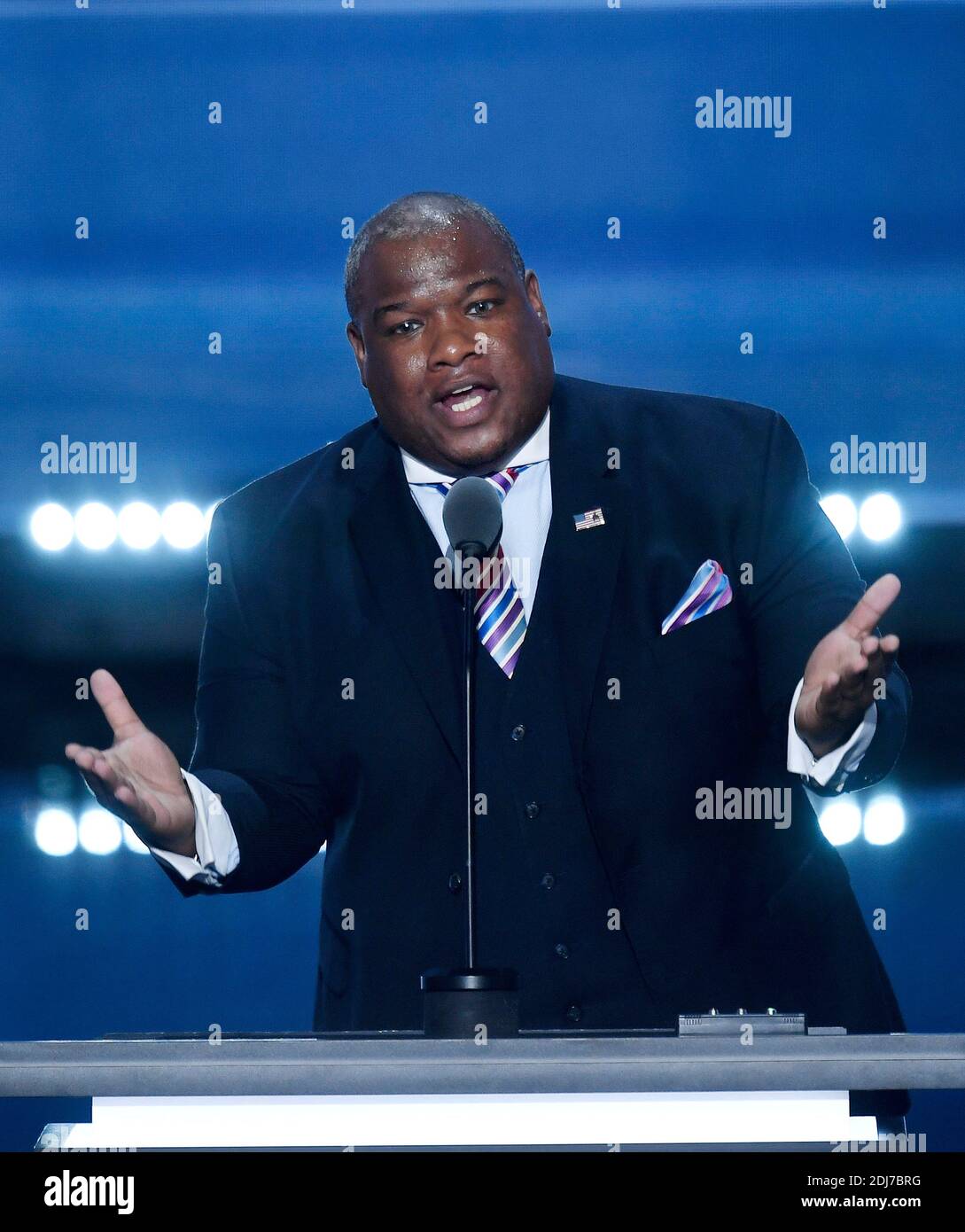 Pastor Mark Burns speaks on stage during the last day of the Republican ...