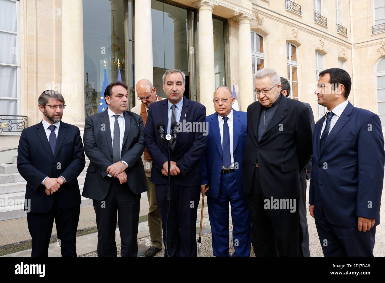 Heads of the different religions in France leaving the Elysee Palace ...