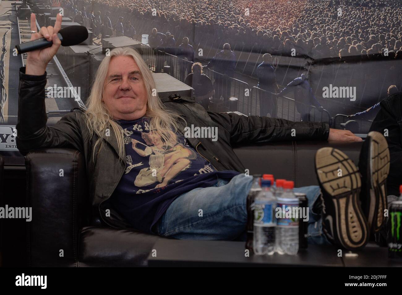Saxon attends a press conference ahead of 27th Wacken Open Air Festival ...