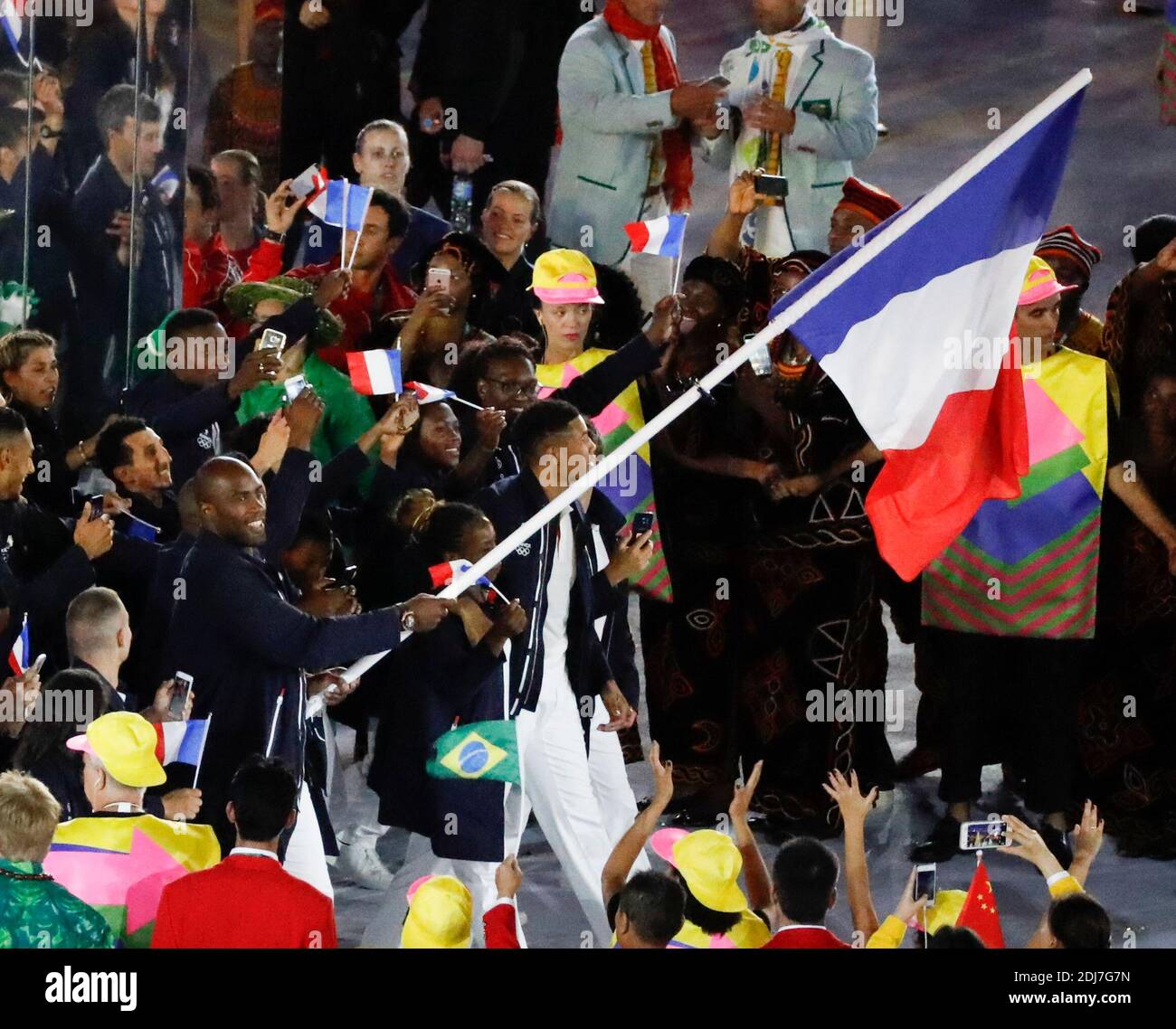 Teddy Riner, flag bearer for France during the Opening Ceremony of the ...