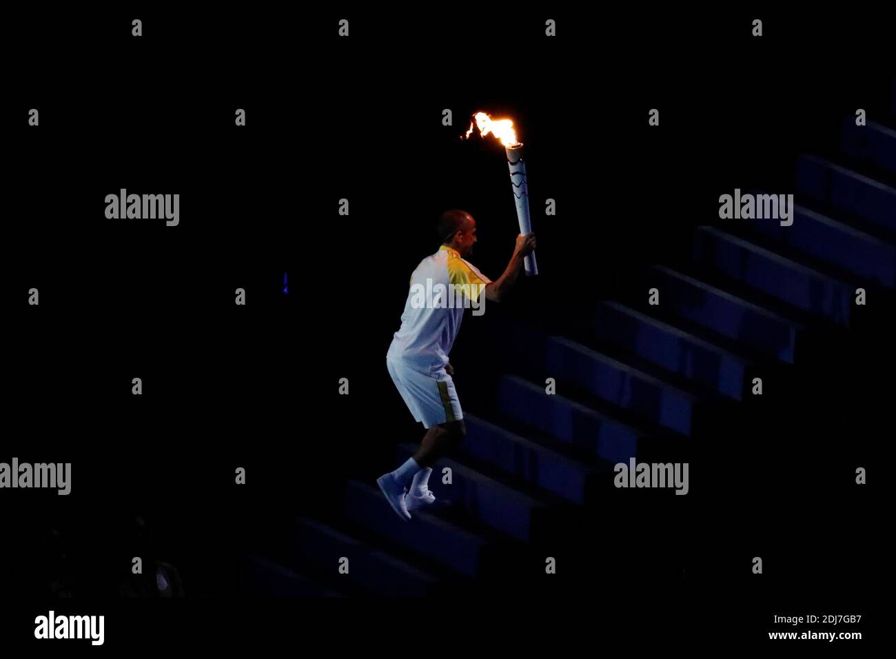 The Olympic Flame during the Opening Ceremony of the Rio 2016 Olympic ...