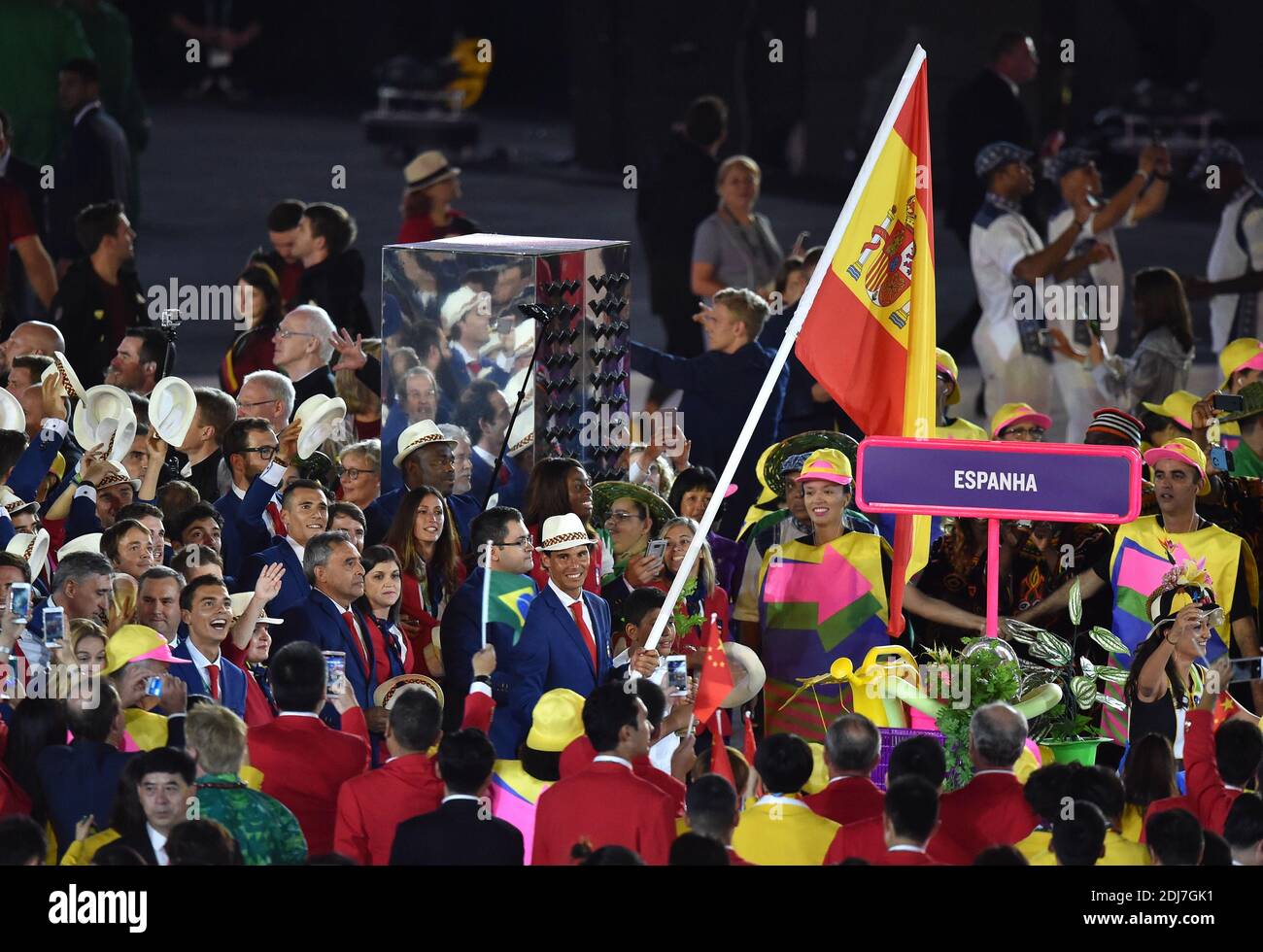 Flag bearer Rafael Nadal attends the opening ceremony of the 2016 Rio ...